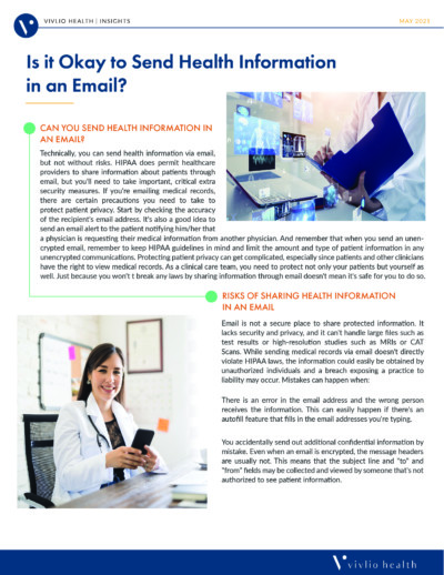 Is it Okay to Send Health Information in an Email? - Vivlio Health